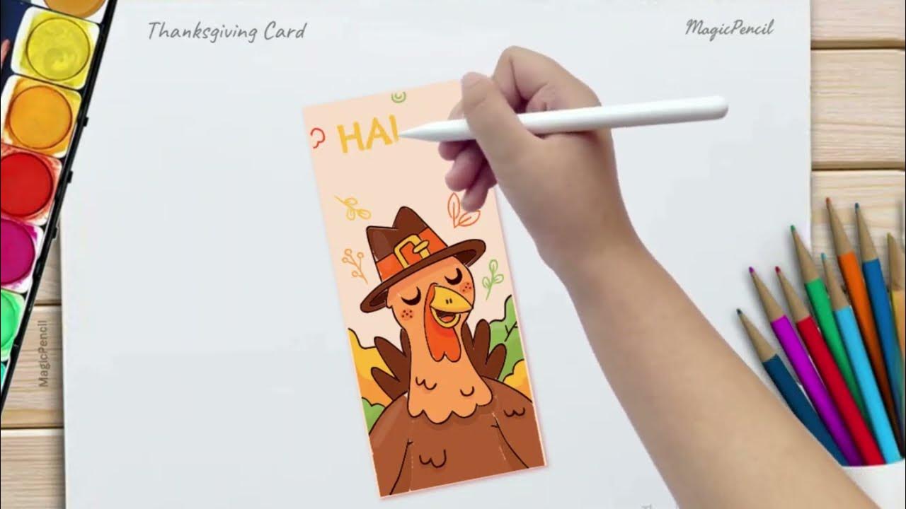 How to draw, design Thanksgiving Card for Kids | Cute and Colorful ...