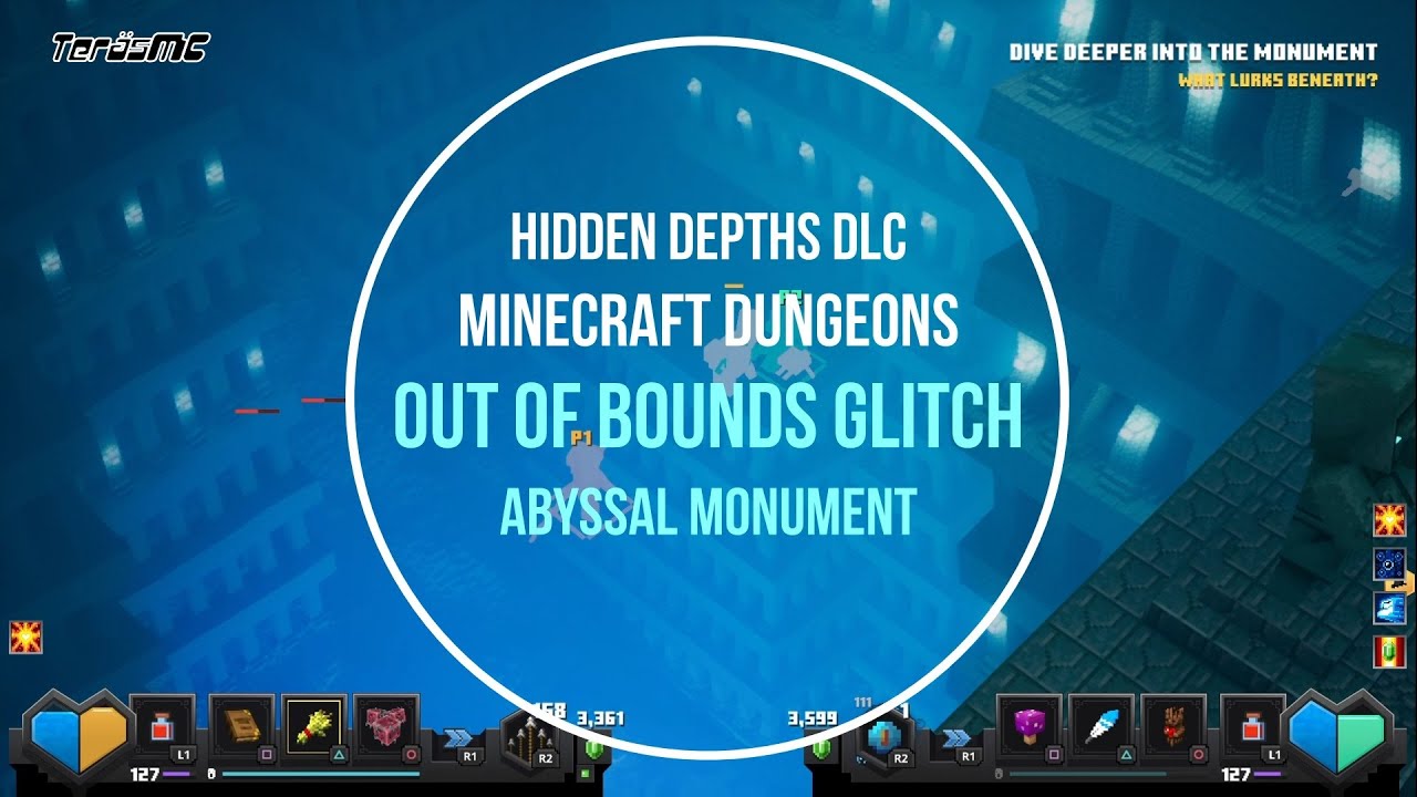 Minecraft Dungeons Epic Moments Out Of Bounds Glitch Abyssal Monument Hidden Depths DLC - YouTube