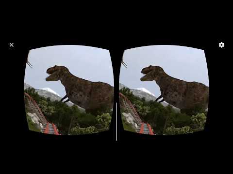 Roller coaster in the dinosaur park VR box 360
