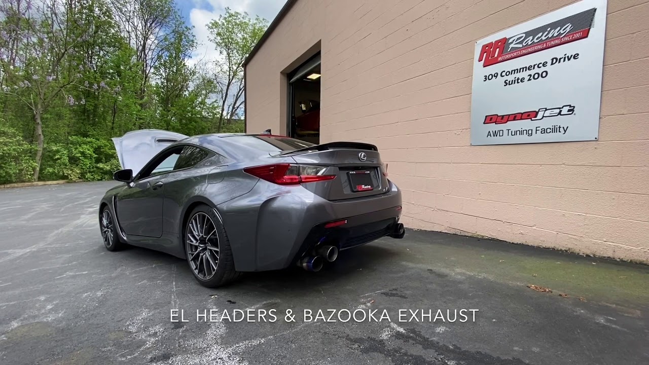 RR Racing | Lexus RCF PPE EL Headers & Bazooka Exhaust - YouTube