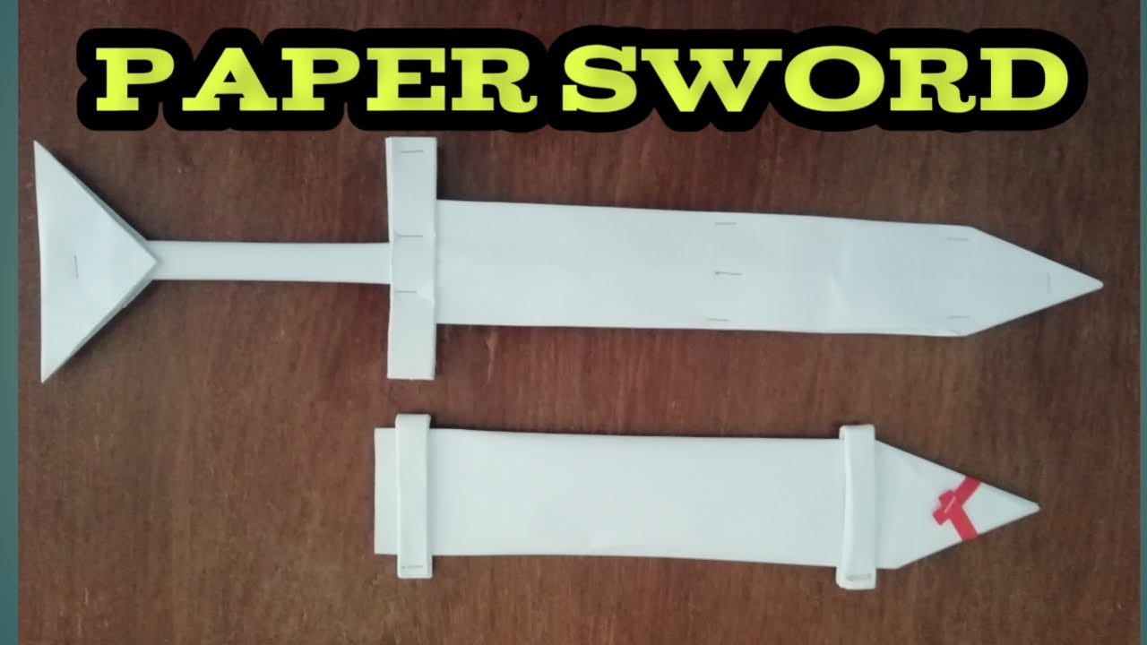 How to make a medieval SWORD with a scabbard from A4 paper - YouTube