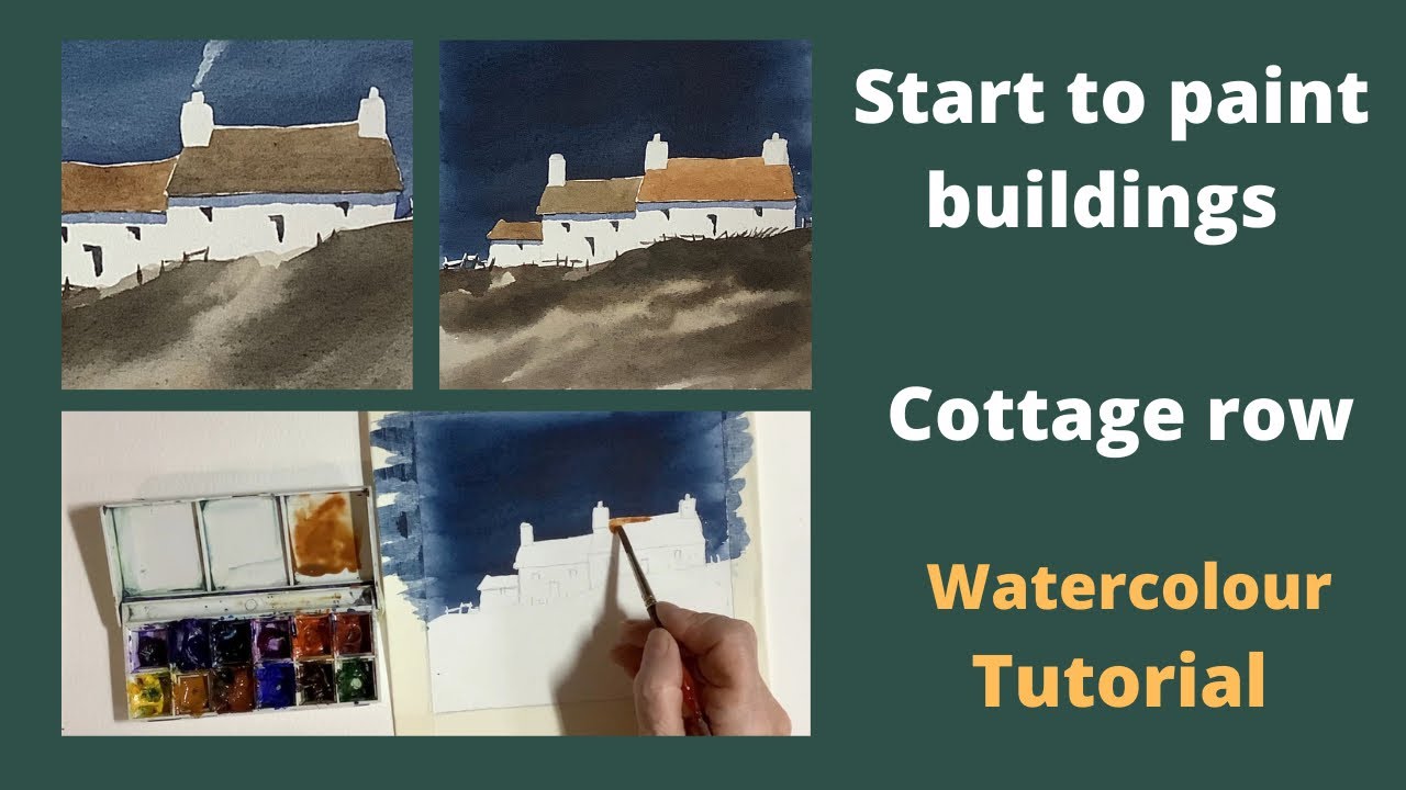 Start to paint buildings : Cottage row Watercolour tutorial. - YouTube