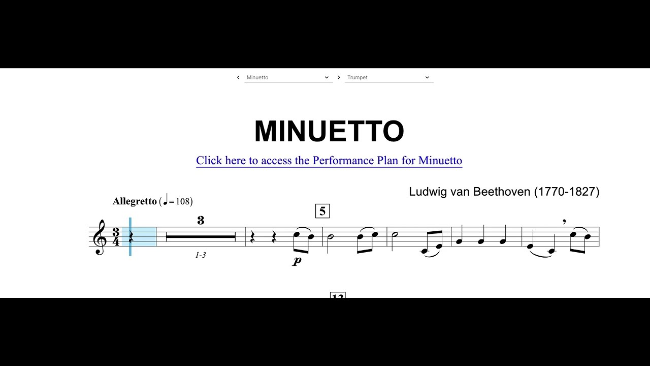 Minuetto - Trumpet Solo Accompaniment - YouTube