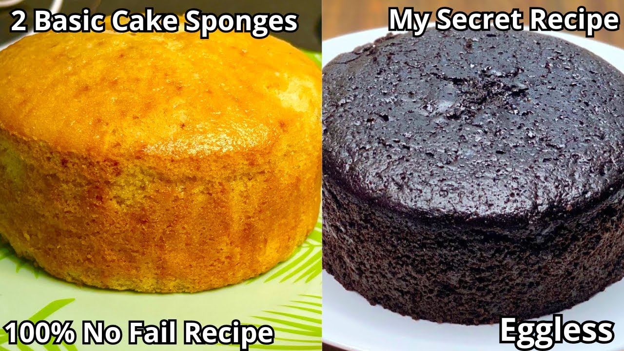 My Secret Recipe of 2 Basic Cake Sponges| Eggless Chocolate Cake Sponge ...