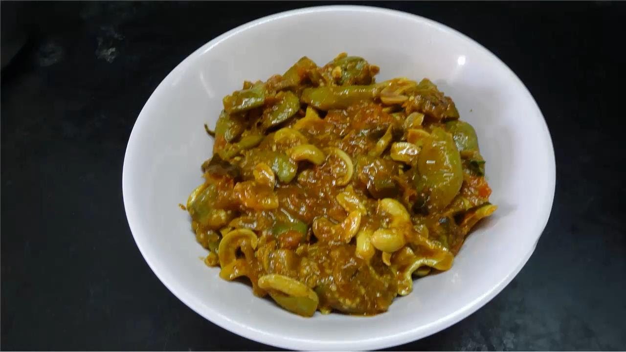 Brinjal Raw Cashew Nuts Curry Vankaya Pachi Jeedipappu Koora in Telugu ...