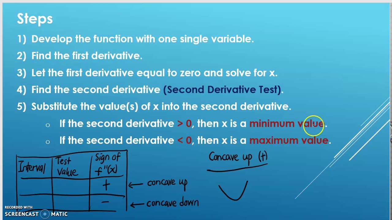 29th video: MAT183 - Applied Maximum and Minimum Problems - YouTube
