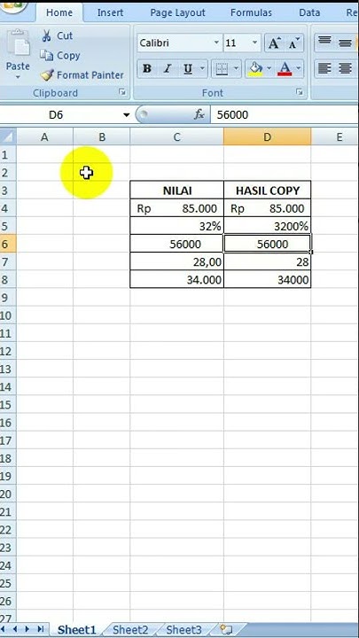 cara copy format di excel pakai format pointer - YouTube