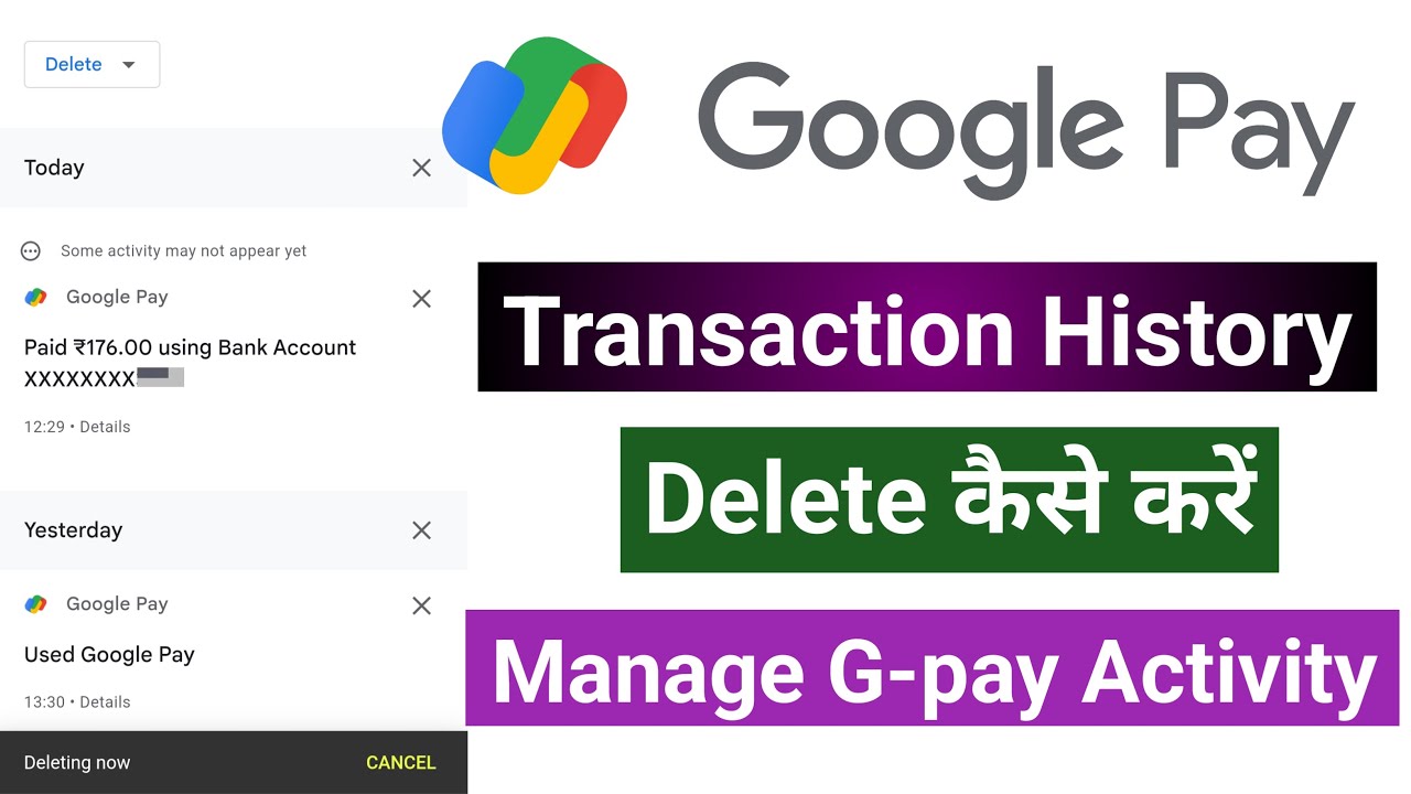 Google Pay Transaction History Delete kaise kare | Manage Your Google ...