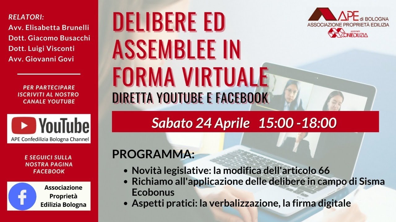 Delibere ed assemblee in forma virtuale 24/04/2021 - YouTube