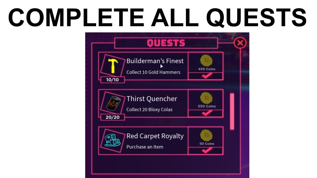 HOW TO COMPLETE ALL BLOXY QUESTS (ROBLOX) - YouTube