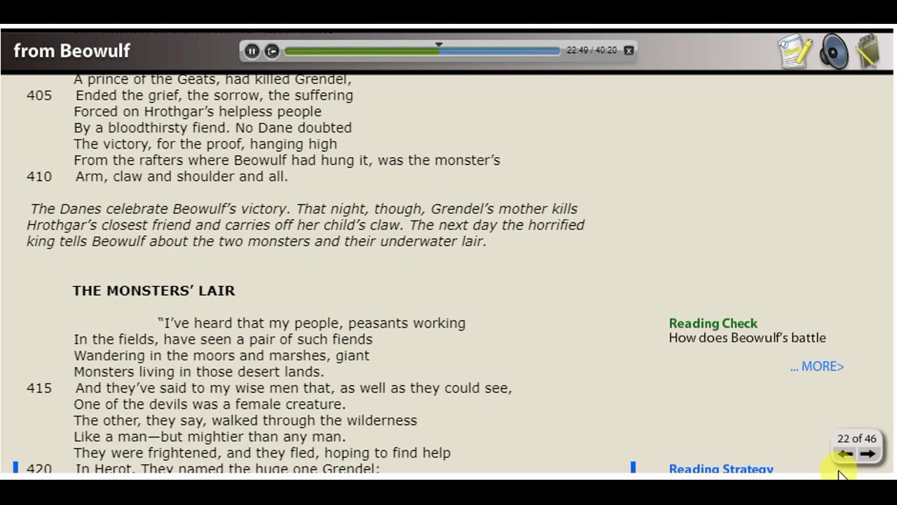 Beowulf Battle with Grendel Audio - YouTube