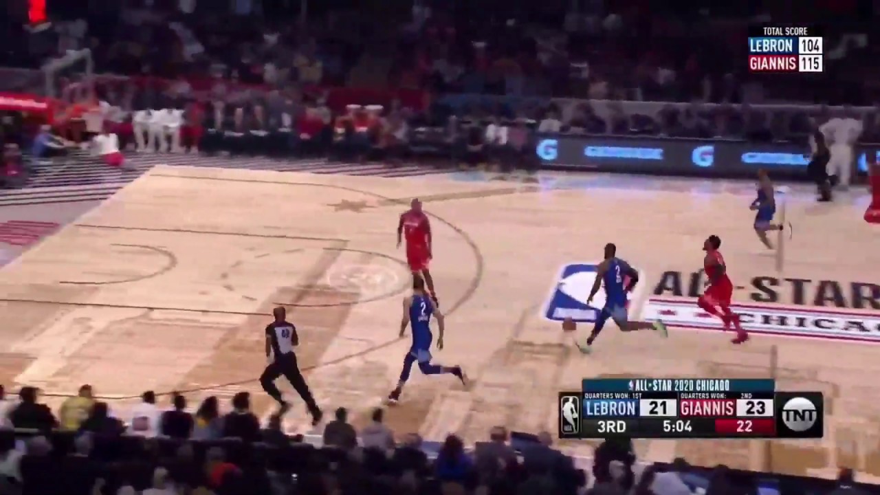 LeBron James Fakes Behind The Back Pass And Slams It - YouTube