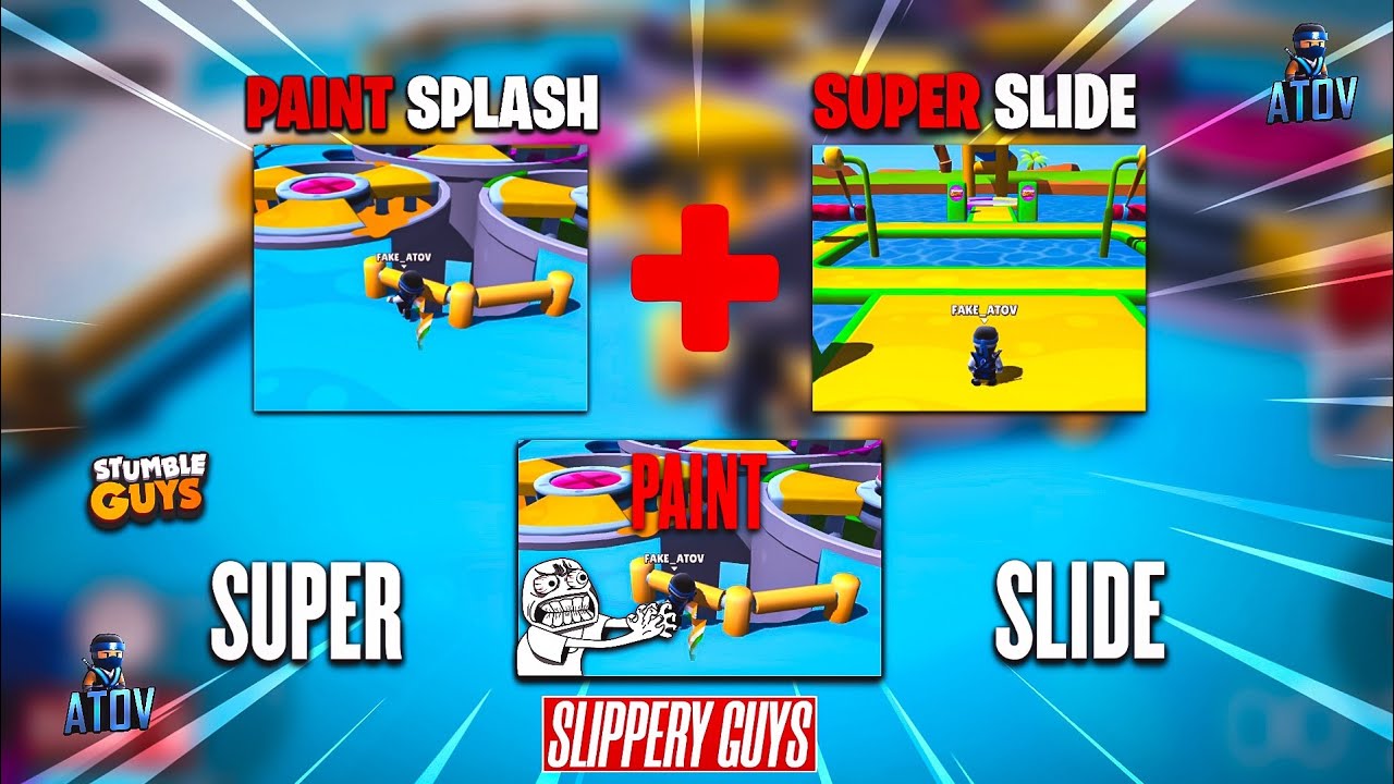 Super Slide + Paint Splash = Super Paint Slide || Slippery Guys Event ...