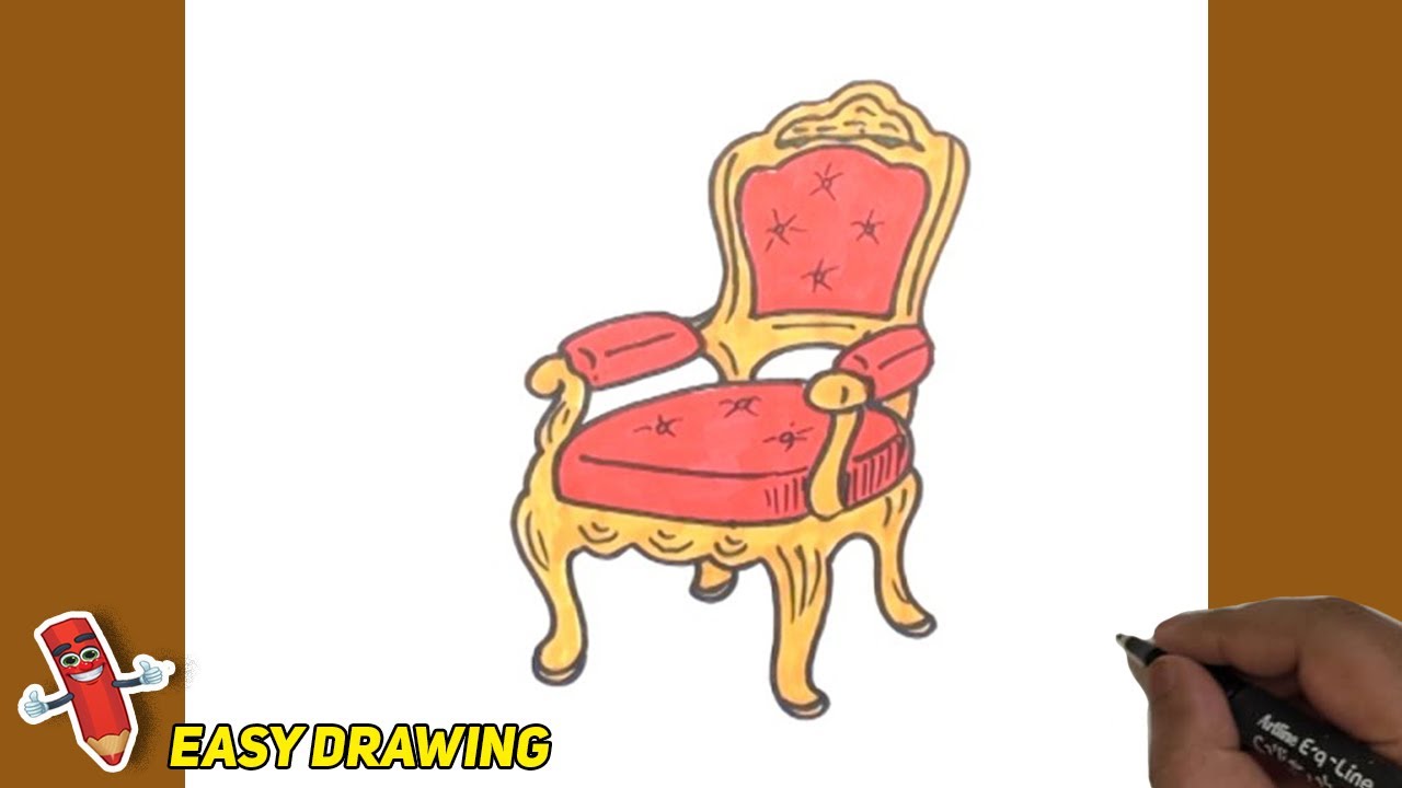 Antique chair Drawing | How to Draw and Color a Antique chair Easy ...