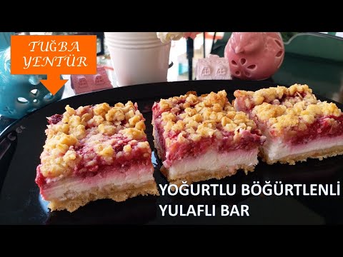 YOĞURTLU BÖĞÜRTLENLİ YULAFLI BAR || RASPBERRY YOGURT BARS RECİPE || CHEESECAKE RAKİBİ TARİF❤💯👌😍