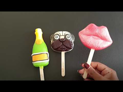 Unboxing Pug Lolly, Prosecco Lolly Grape Flavour, Candy Kiss Lolly Lips Lollipop