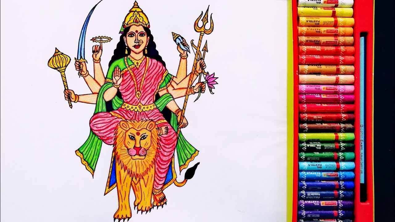 Beautiful Painting Of Durga Devi | Time-lapse Drawing Of Goddess Durga ...