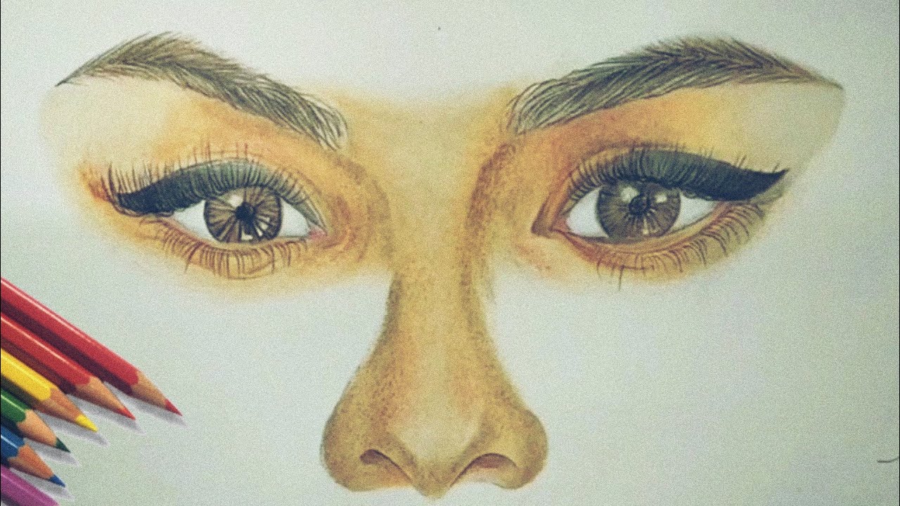 drawing realistic facial features in time lapse - YouTube
