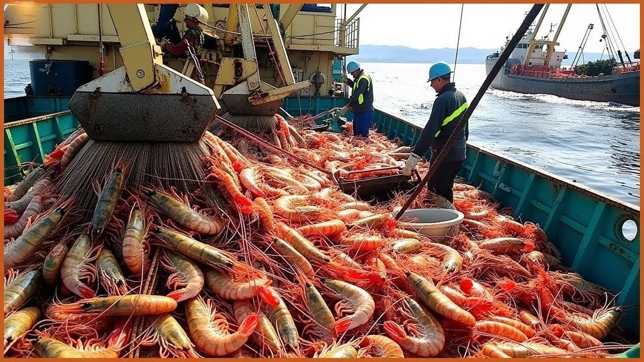 Unbelievable Red Shrimp Harvest – Hundreds of Tons Hauled Aboard Mega ...