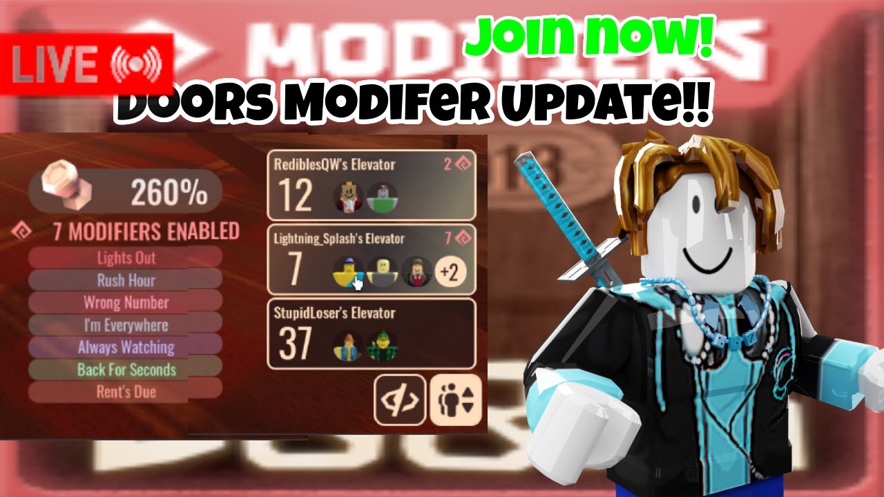 ROBLOX DOORS MODIFER UPDATE!! JOIN UPP!! (LIVE) #ChrisTheBlueBacon ...