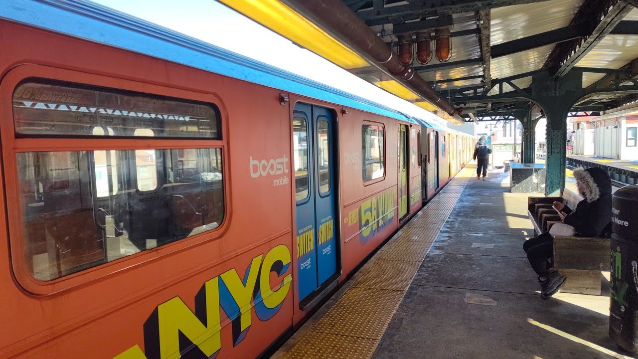 MTA Subway: R62A (6) train with Boost Mobile Ad Wrap arrives into ...