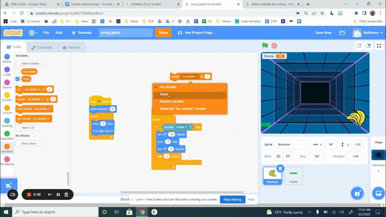 How to add a score to pong game in scratch coding (part 2) - YouTube
