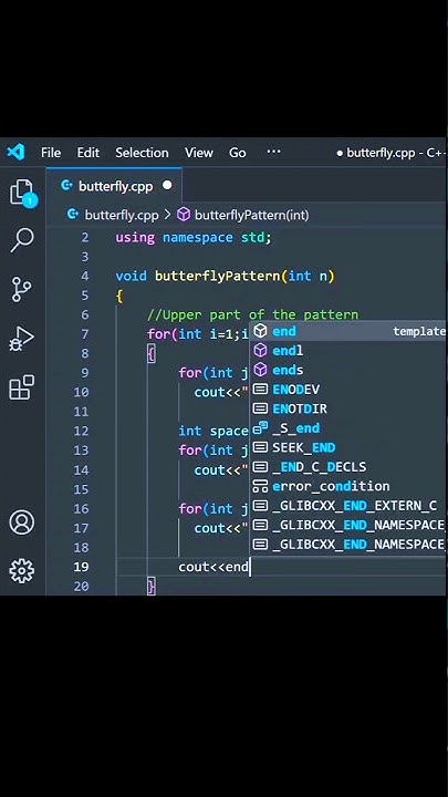 how to printing Butterfly 🦋 Pattern in cpp|Code Leo#shorts#coding#programing#cpp - YouTube