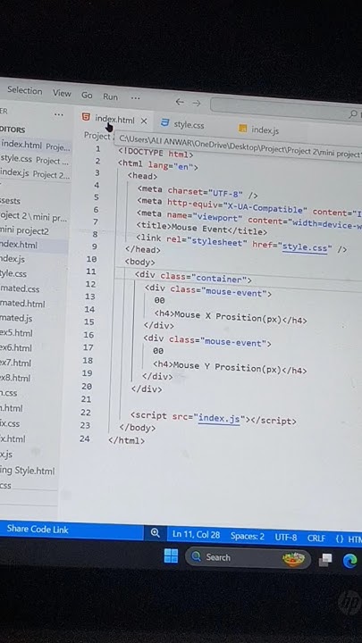 | Mouse Event | Html,CSS,js | #shortvideo #computercoding #trending # ...
