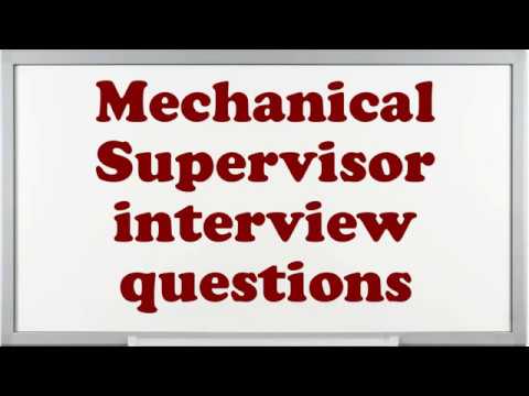 Mechanical Supervisor interview questions - YouTube