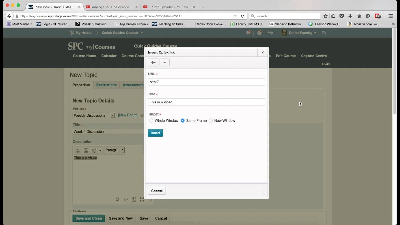 Adding a YouTube Video to a Discussion Topic using the Overlay Method ...