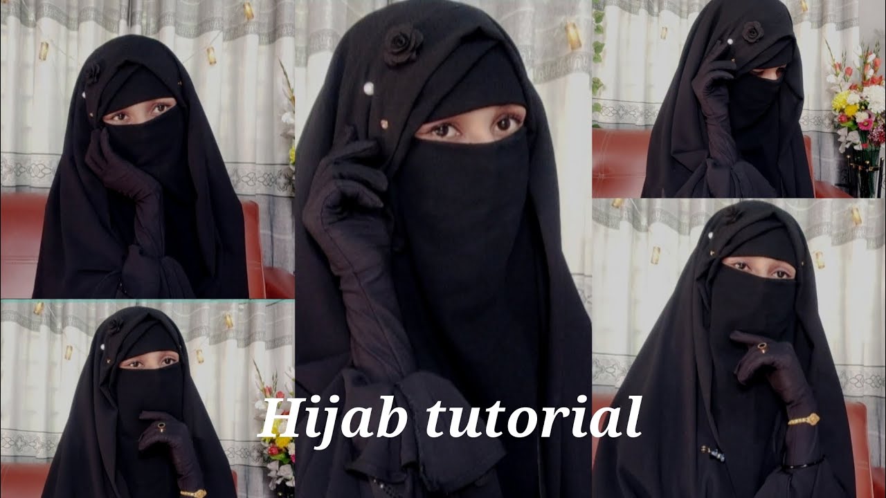 Requested video 🖤|| Black hijab tutorial with niqab with gloves ...