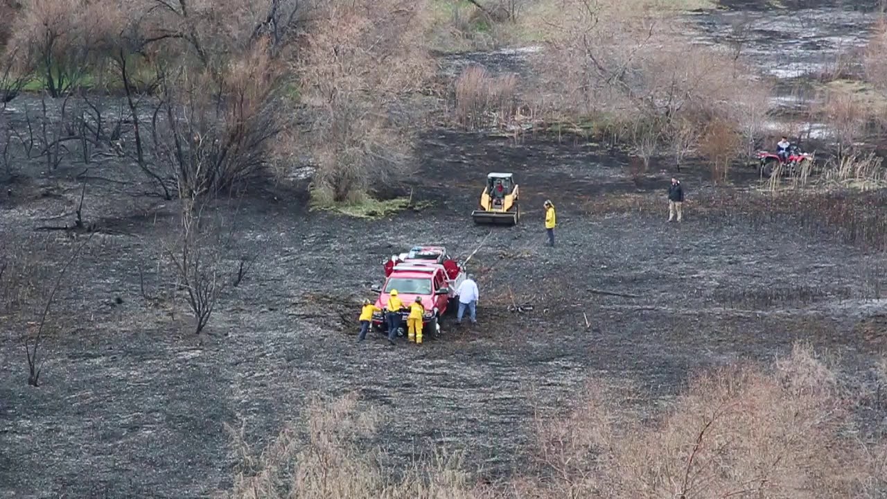 South Jordan Fire Truck Stuck In Mud After Field Fire - YouTube