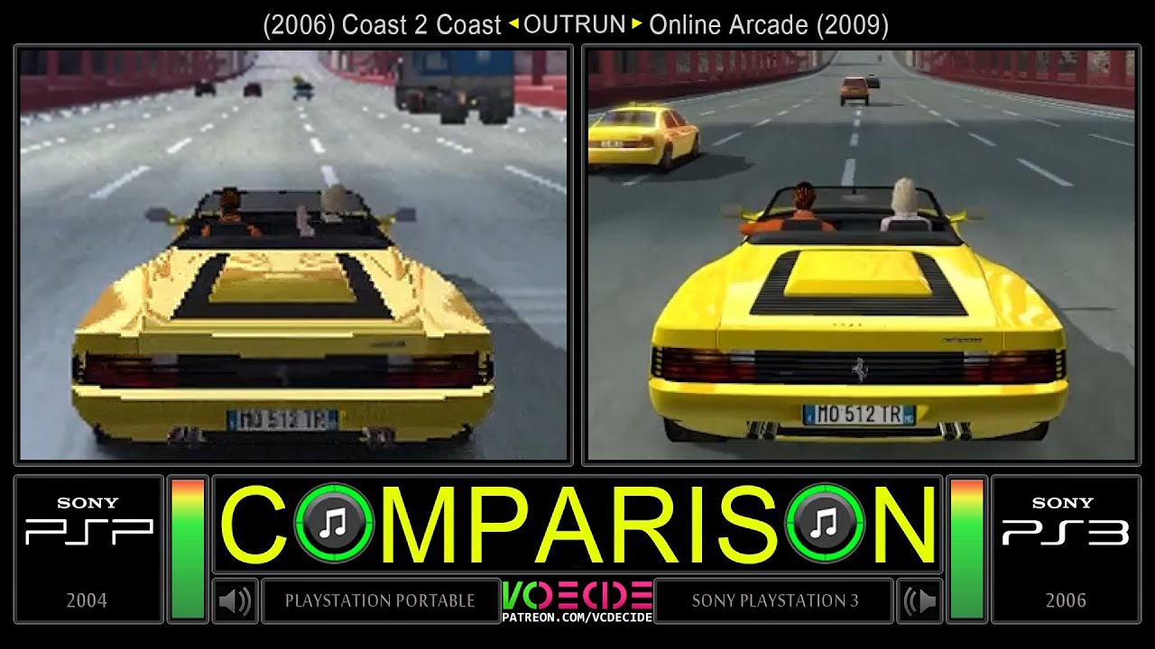 PSP vs PlayStation 3 (Outrun 2) Side by Side Comparison - YouTube