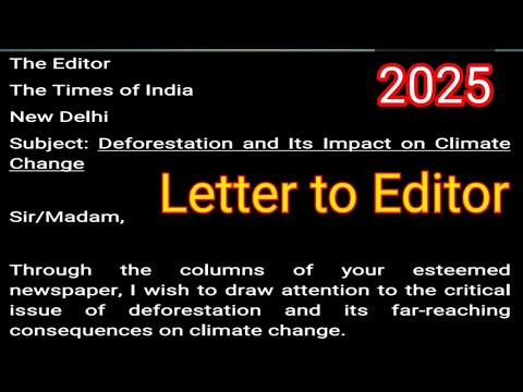 Letter to Editor. Deforestation and it's impacts on climate change ...