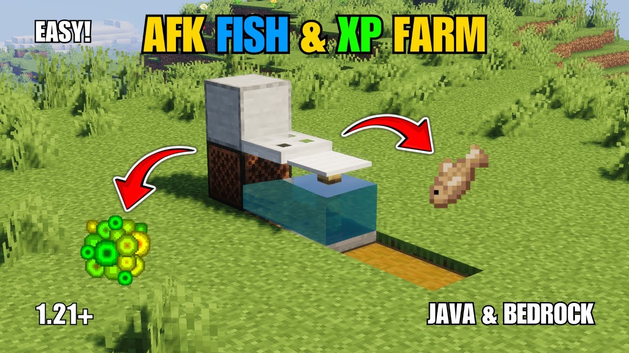 🐟 AFK Fish & XP Farm Tutorial (Minecraft 1.21+ - Java & Bedrock) Easy ...