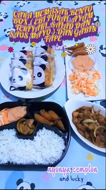 MEMASAK BENTO BOX ( EBI FURAI, AYAM TERIYAKI,.SALAD DAN SAOS MAYO ) DAN ...