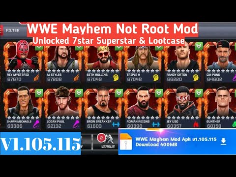 🔥 WWE Mayhem Mod APK v1.105.115 | New Update & All Superstars Unlocked!