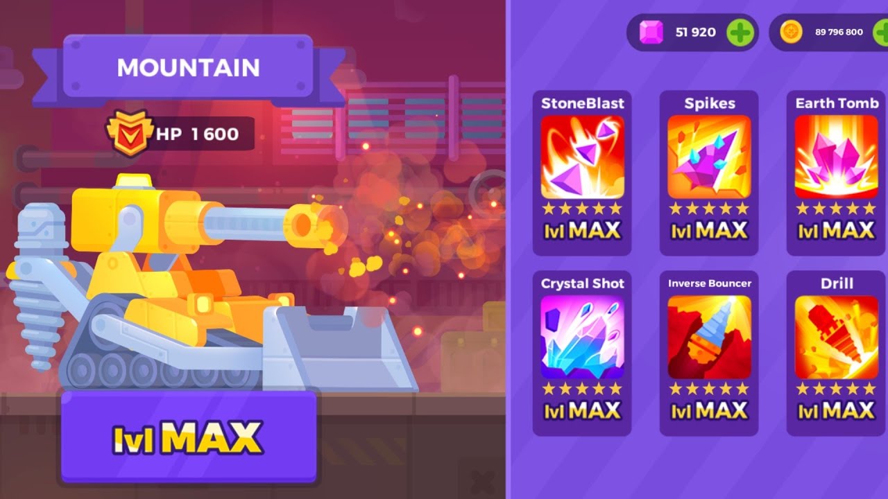 Tank Stars MOUNTAIN Tank MAX Level Upgrade Gameplay - YouTube