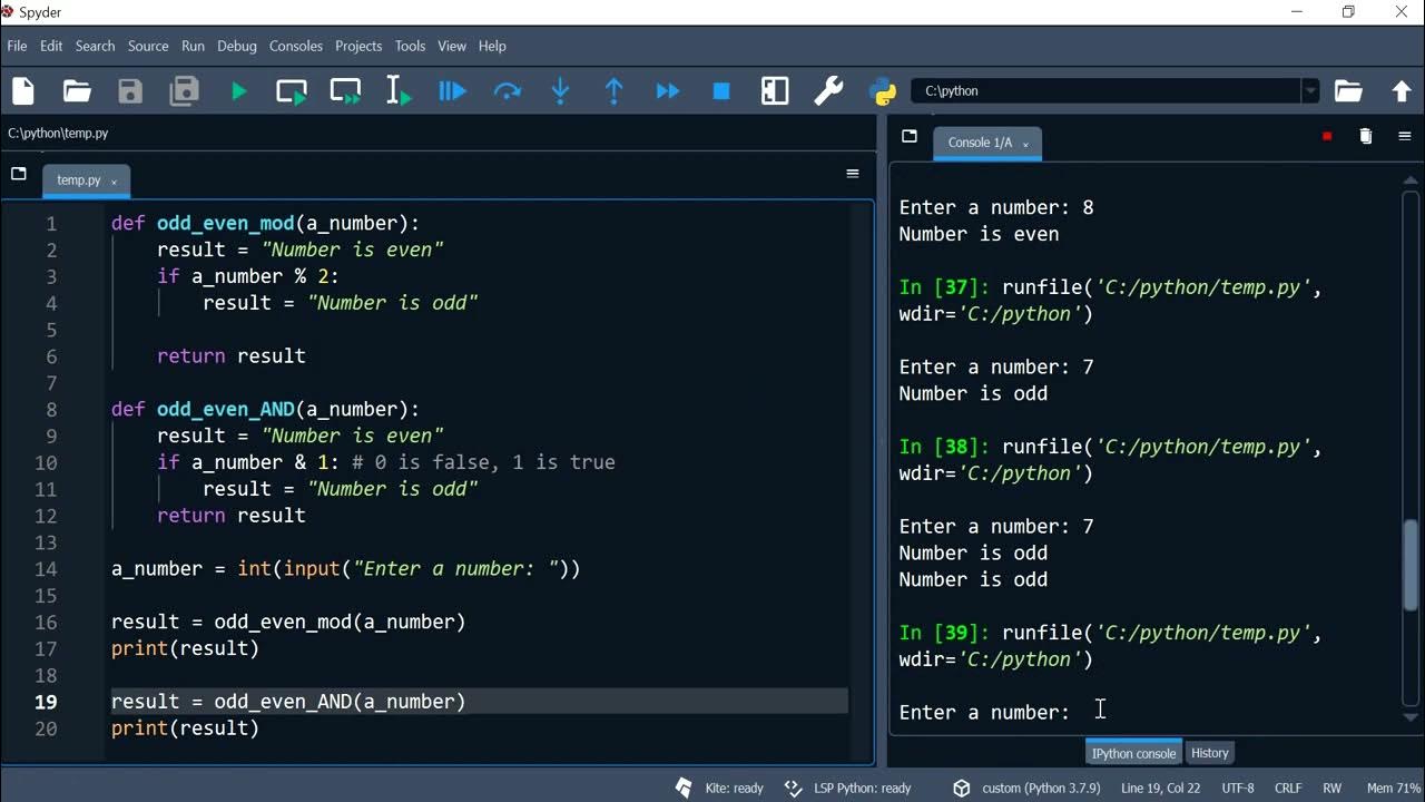 Python 37: Find odd/even numbers using the AND (&) bitwise operator. - YouTube