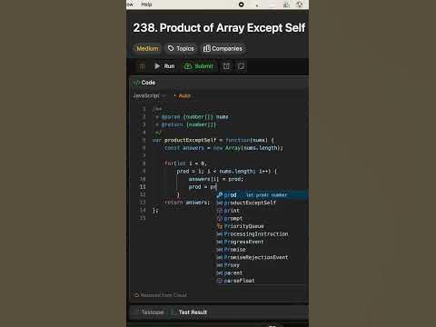 Product of Array Except Self - YouTube