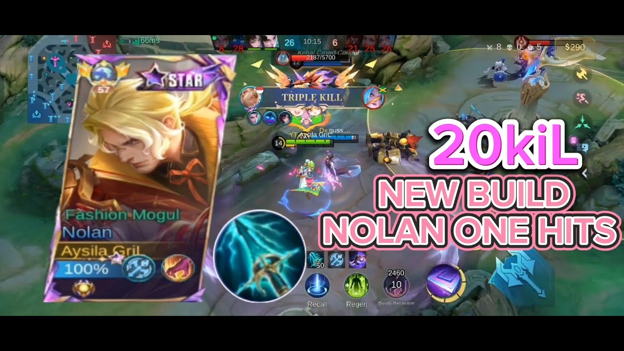 NEW BUILD NOLAN SKY PIERCER DAMAGE ONE HITS MOBILE LEGENDS - YouTube