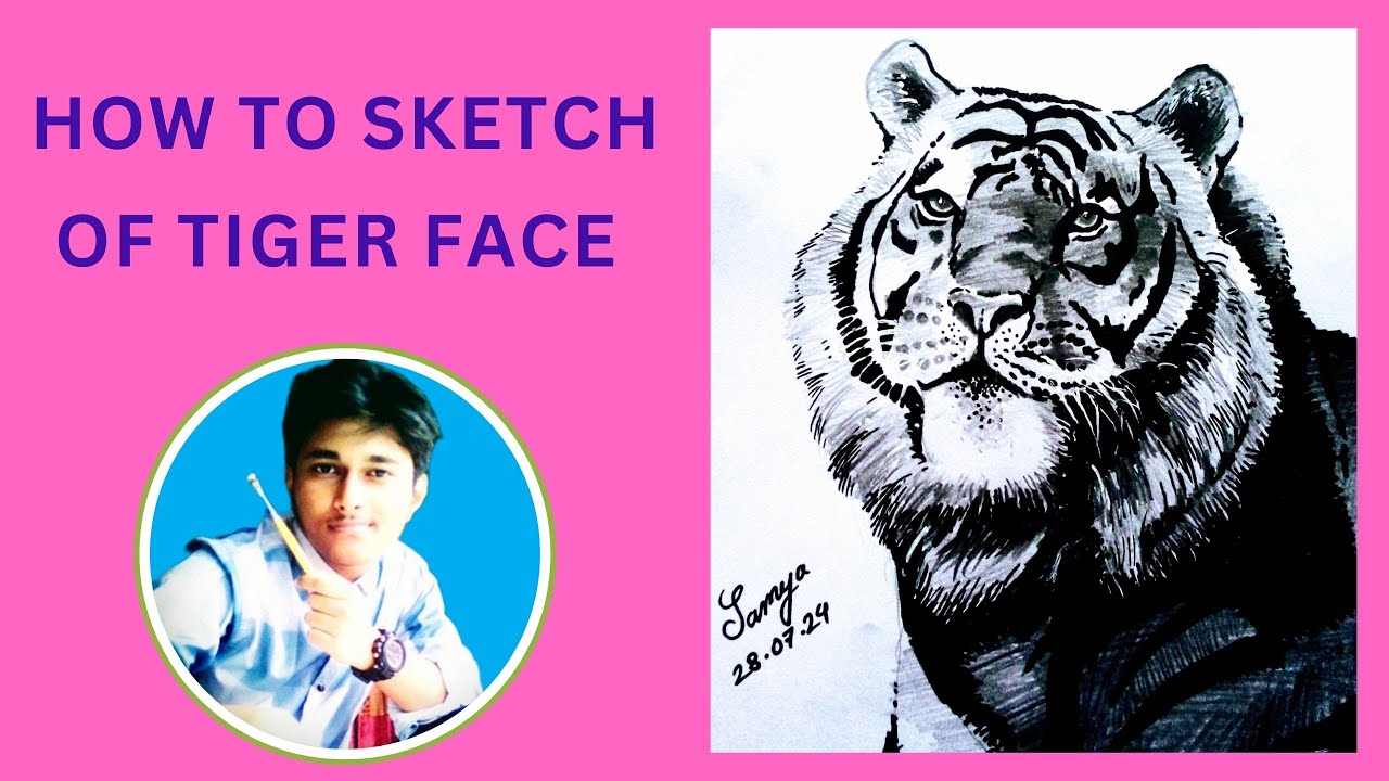 How to draw and sketch a tiger face easy🐯 | বাঘের মুখ স্কেচ করার সহজ ...