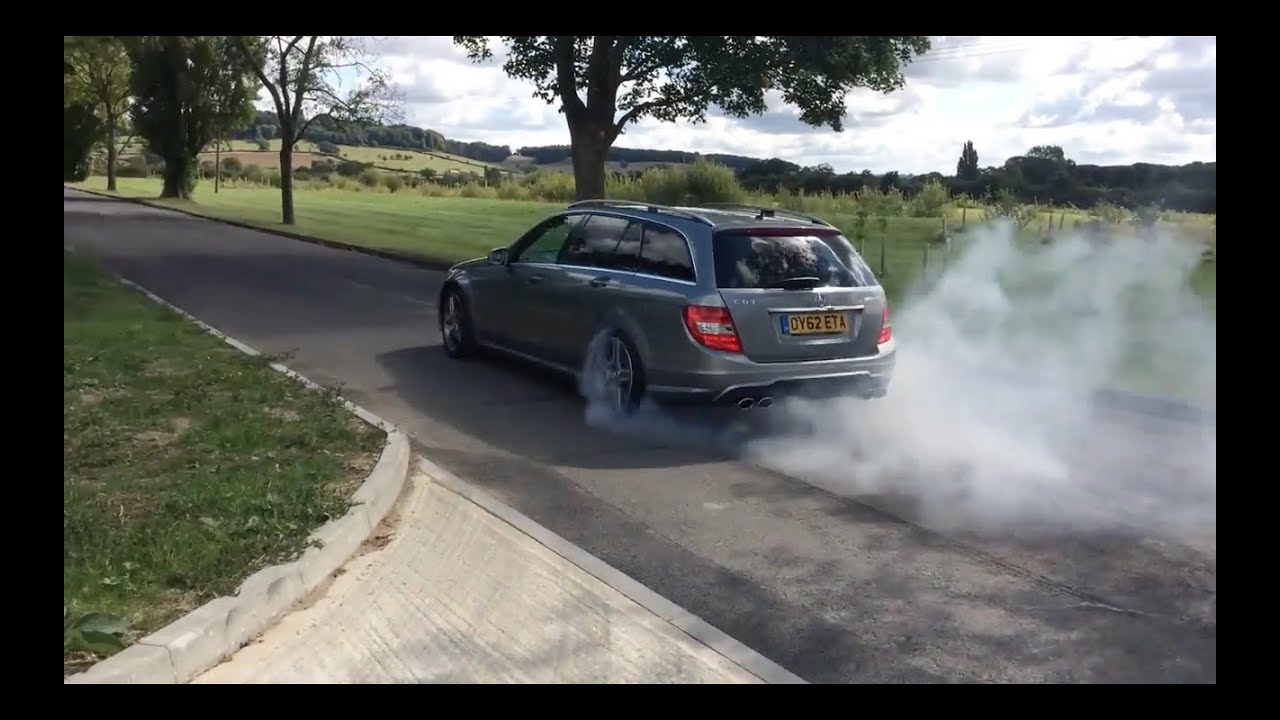 Mercedes Benz C63 AMG - Long Burnout - YouTube
