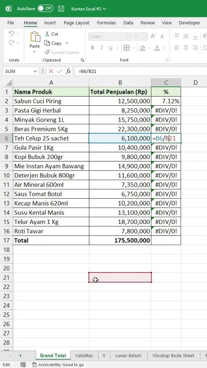 Tips Membuat Persentase (%) di Excel. - YouTube