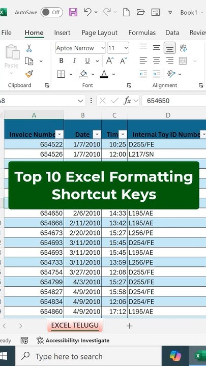 Top 10 Excel Formatting Shortcut Keys 🔥 | Learn in 30 Seconds! - YouTube