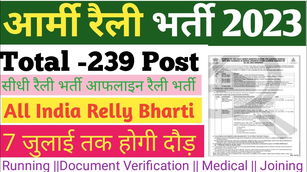 Army BEG Roorkee recruitment 2023 || BEG Offline Rally Bharti Roorkee ...