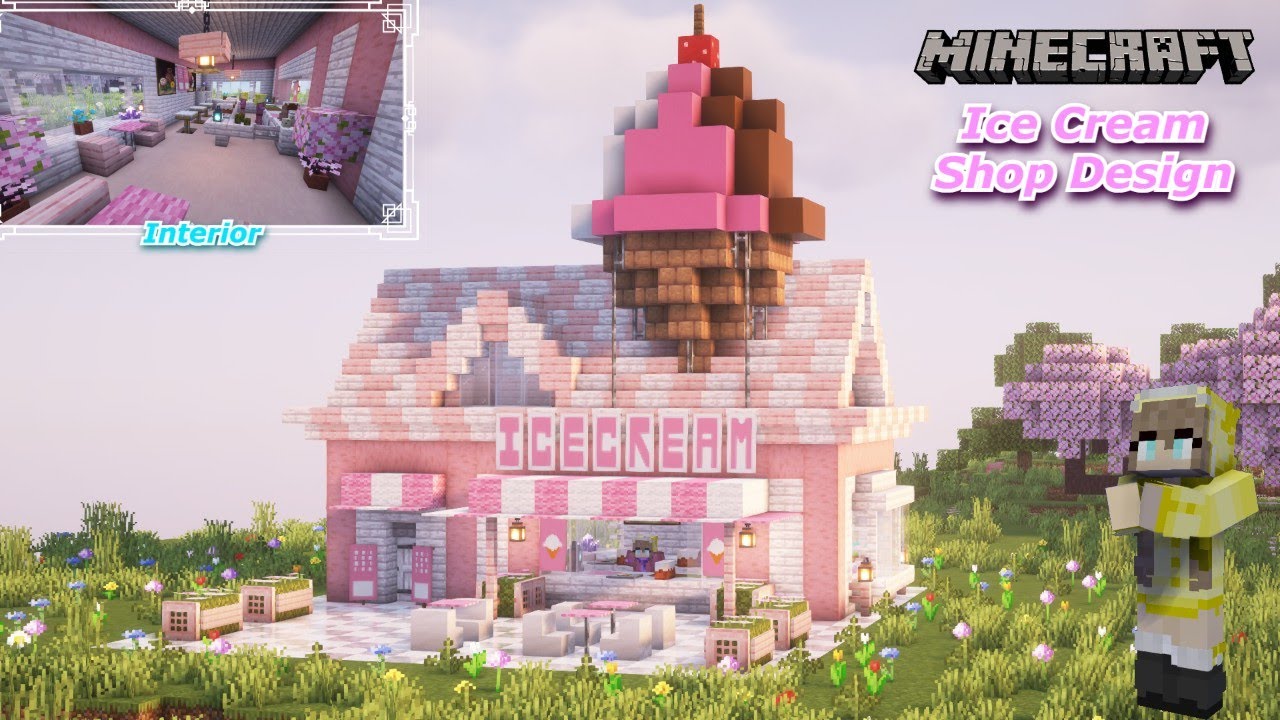 Minecraft | How To Build A Cute Ice Cream Parlour [ Tutorial ] - YouTube