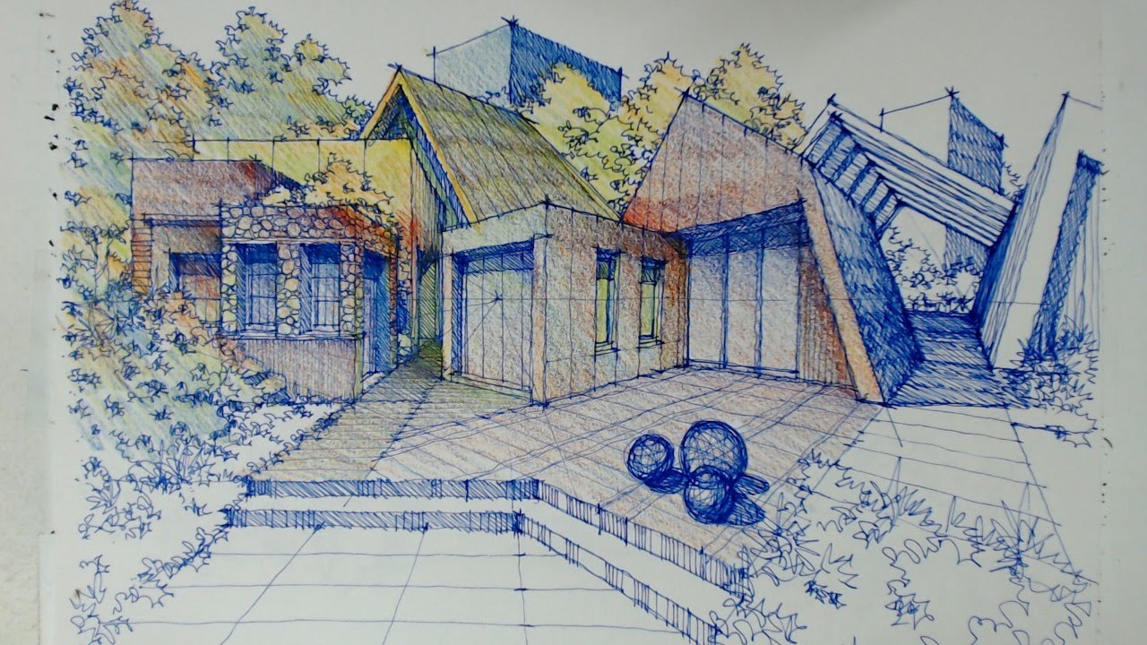 Perspective Drawing : Coloured pencils : Part 02 - YouTube