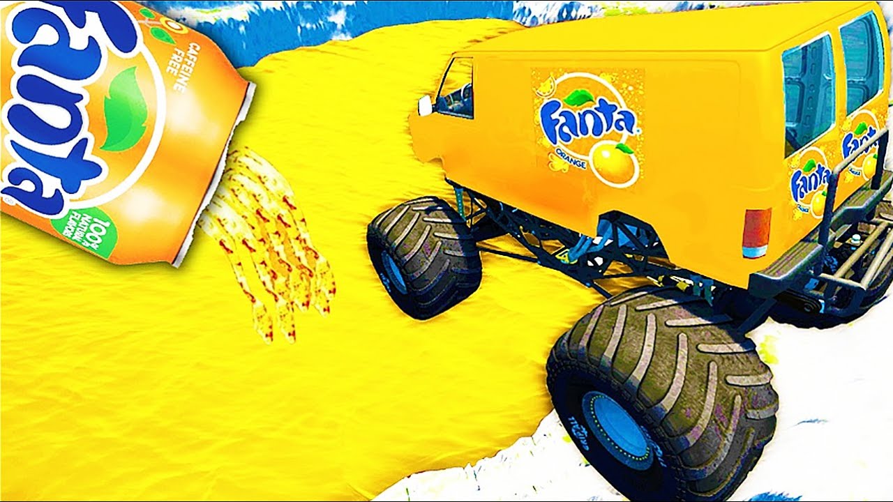 Cars Jumping in Giant Orange Pool Fanta - Beamng Drive - YouTube