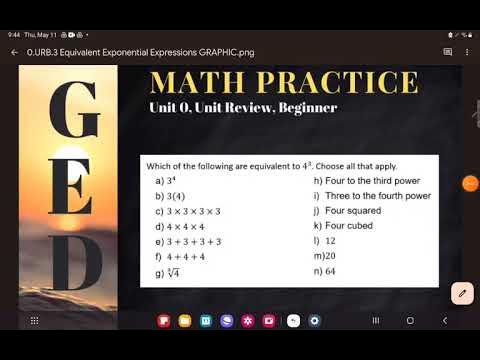 GED Math: Equivalent Exponential Expressions (0.UR, Bgn, #3) - YouTube